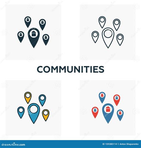 Communities Icon Set Four Elements In Diferent Styles From Icons