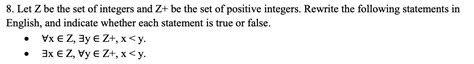 Solved 8 Let Z Be The Set Of Integers And Z Be The Set Of