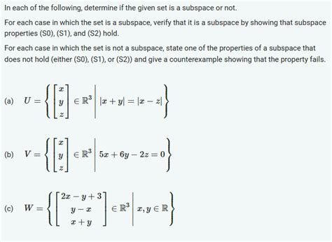 Solved In Each Of The Following Determine If The Given Set Chegg Com