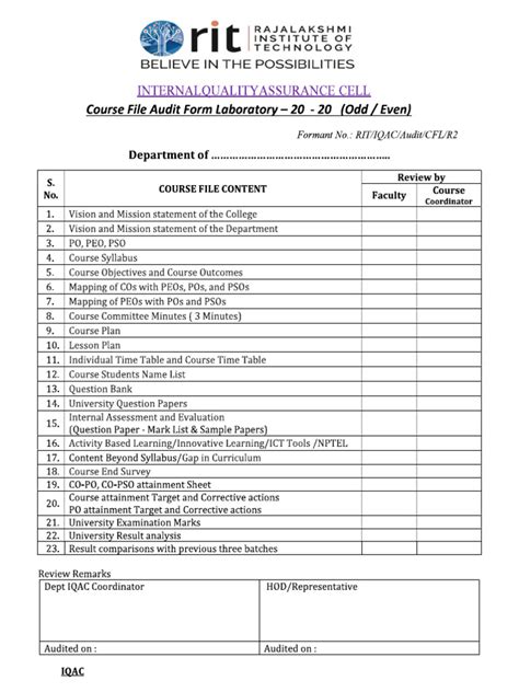 Course File Index Lab Iqac Pdf