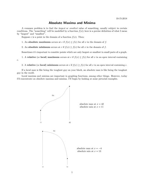 absolute max min 10 15 absolute maxima and minima a common problem