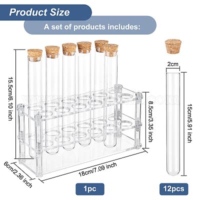 Wholesale Olycraft 12 Pcs Glass Test Tubes With Rack Glass Test Tubes