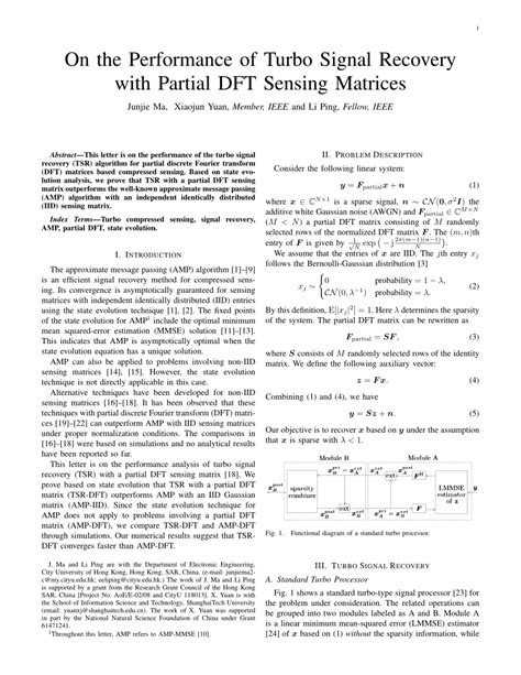Pdf On The Performance Of Turbo Signal Recovery With Partial Dft Sensing Matrices