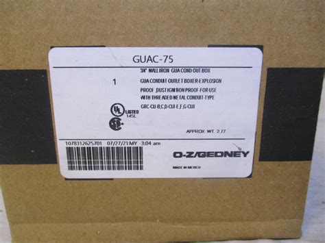 Oz Gedney Guac 75 3 4 Explosion Proof Type Gua Outlet Box Appleton