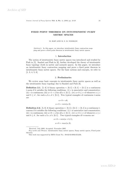 Pdf Fixed Point Theorem On Intuitionistic Fuzzy Metric Spaces