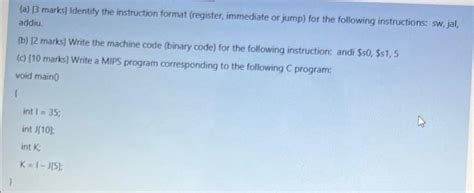 Solved A 3 Marks Identify The Instruction Format