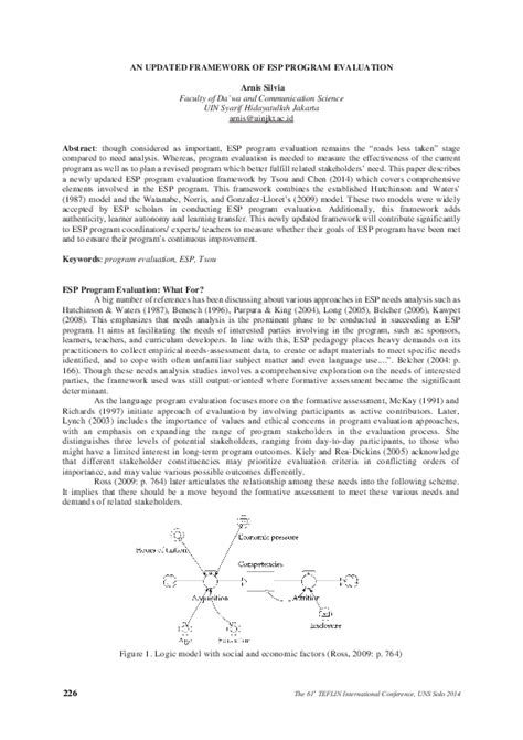 Pdf An Updated Framework Of Esp Program Evaluation
