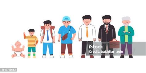 아기 유아 십대 성인 직원 사업가 및 할아버지 노화의 생애주기 단계 성장의 남성 과정 개념에 대한 스톡 벡터 아트 및 기타 이미지 Istock