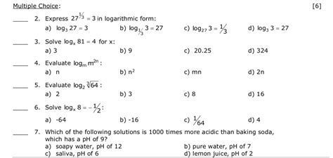 Solved Grade 12 Advanced Functions Exponential And Logarithmic