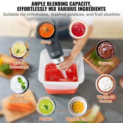 Vevor 750w Commercial Immersion Blender With Variable Speed Stainless