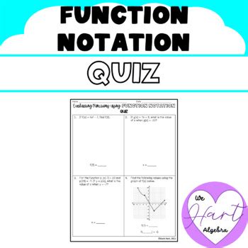 Function Notation Quiz By We HART Algebra TPT