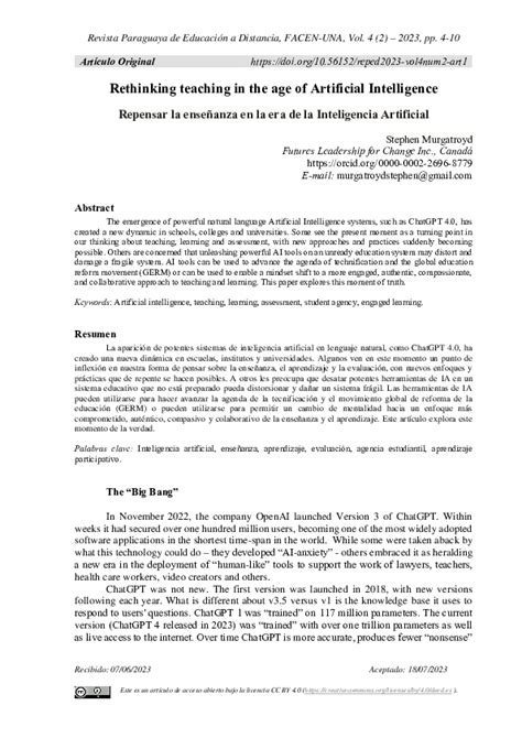 Pdf Rethinking Teaching In The Age Of Artificial Intelligence Stephen Murgatroyd