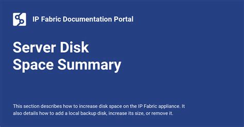 Server Disk Space Summary IP Fabric Documentation Portal