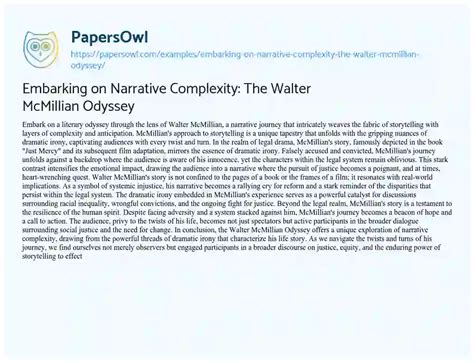Embarking On Narrative Complexity The Walter Mcmillian Odyssey Free