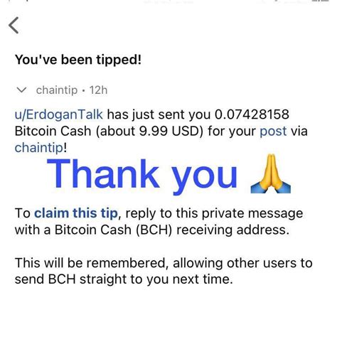 Received My Bch Tip A Big Thank You 🙏 Rbtc