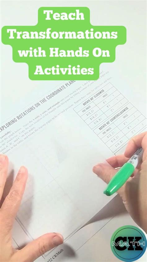 Teach Transformations With Hands On Activities Pre Algebra Activities Teaching Middle School