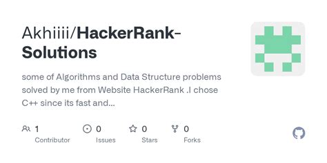 GitHub Akhiiii HackerRank Solutions Some Of Algorithms And Data Structure Problems Solved By