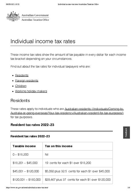 Individual Income Tax Rates Australian Taxation Office Individual Income Tax Rates These