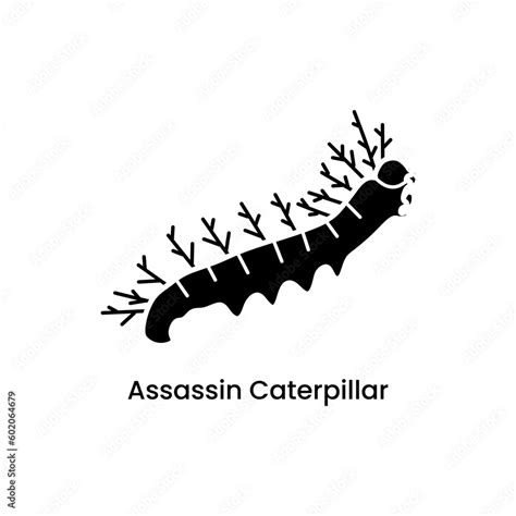 Assassin Caterpillar Black Fill Icon Dangerous Insect With Deadly