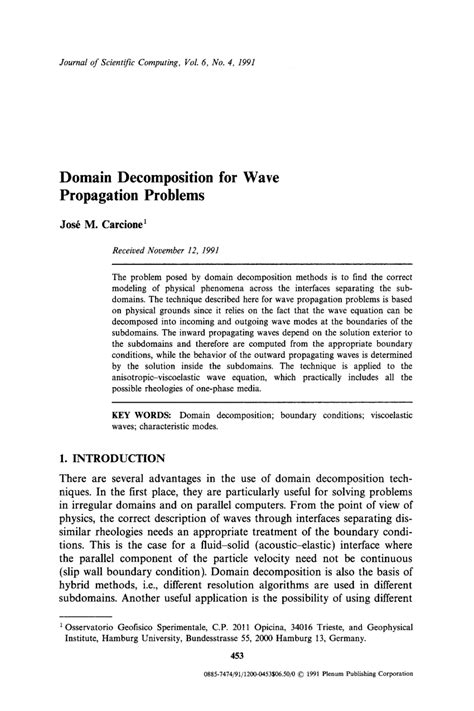 pdf domain decomposition for wave propagation problems
