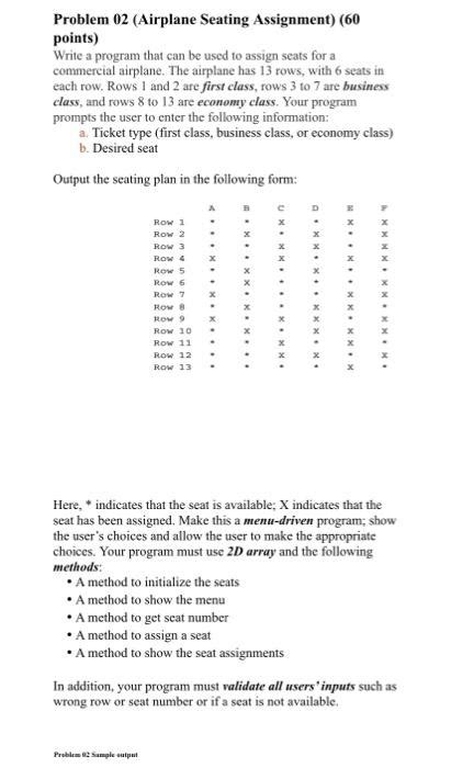 Solved Problem 02 Airplane Seating Assignment 60 Points