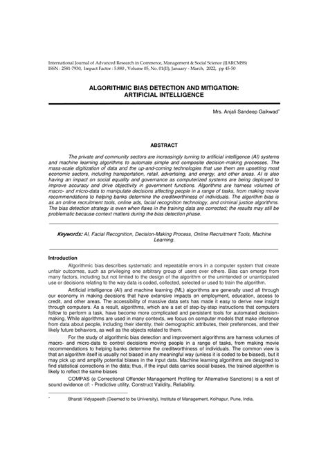 Pdf Algorithmic Bias Detection And Mitigation Artificial Intelligence