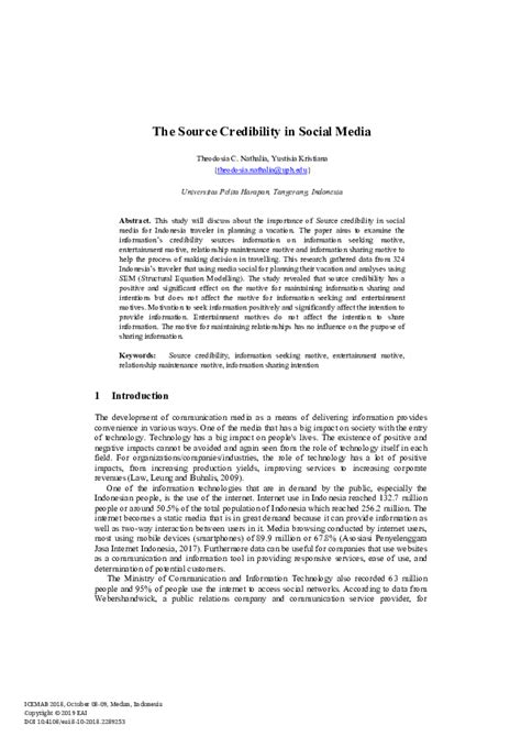 pdf the source credibility in social media
