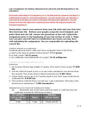 Lab 2 Assignment Sp16 Lab 2 Assignment For Grading Measurements And Units And Working Safely