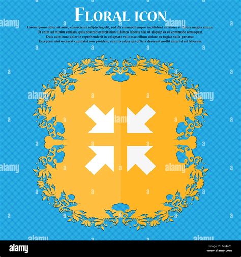 Exit Full Screen Icon Floral Flat Design On A Blue Abstract Background With Place For Your Text