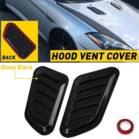 Air Flow Intake Hood Scoop Bonnet Vent Cover Universal Black Car Decorative 2SET | eBay