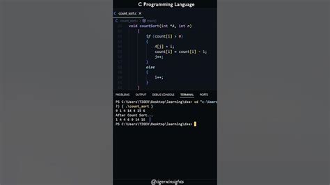Count Sort Algorithm Using C Programming Language Tigerxinsights Youtube