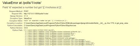 Python 3x Django 313 Field Id Expected A Number But Got R
