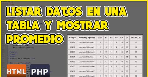 VaidrollTeam LISTAR DATOS Y MOSTRAR PROMEDIO DE NOTAS EN HTML Y PHP