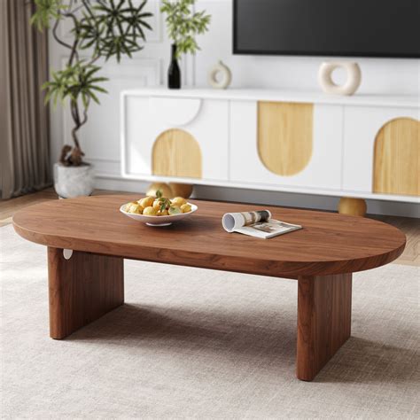 Latitude Run® 472 Oval Walnut Coffee Table Mid Century Modern Wood