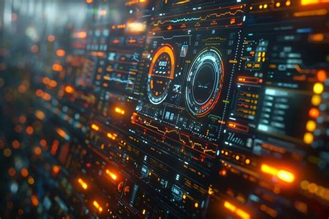 Futuristic Dashboard Interface With Glowing Data Visualizations Premium Ai Generated Image
