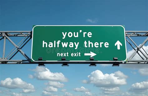 Green Highway Sign With Halfway Text Metal Construction With Lamps