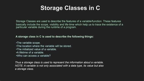 Types Of Storage Class Specifiers In C Programming Pdf