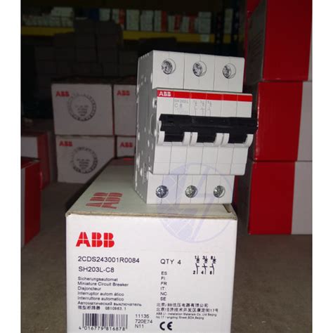 Jual MCB ABB SH203L-C8 3P 8A 4.5KA 2CDS243001R0084 SNI baru dan ...