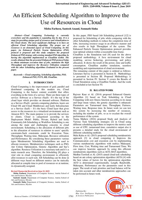 Pdf An Efficient Scheduling Algorithm To Improve The Use Of Resources