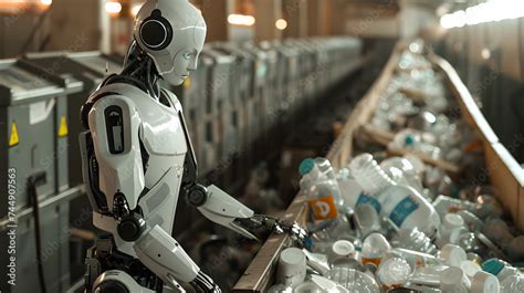 The Subject Is A Robot Sorting Waste In A Recycling Facility The Robot
