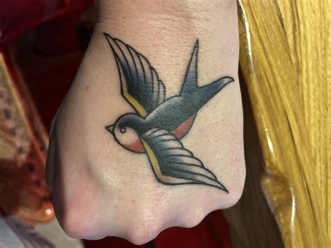 60 Year Old Swallow And My Sparkly New Tribute Rtraditionaltattoos