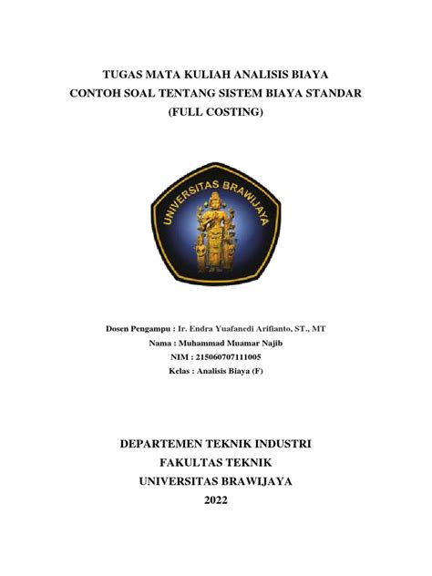 Muhammad Muamar Najib 215060707111005 Tugas Analisis Biaya Pdf