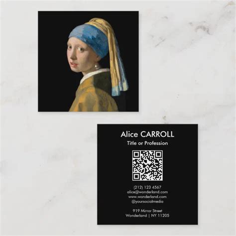 Vermeer Girl With A Pearl Earring Qr Code Square Business Card Zazzle