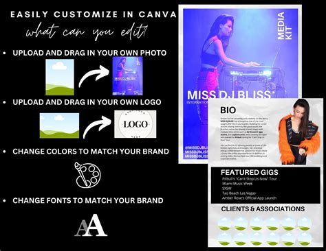 Dj Media Kit Template Epk Canva Design Digital Etsy