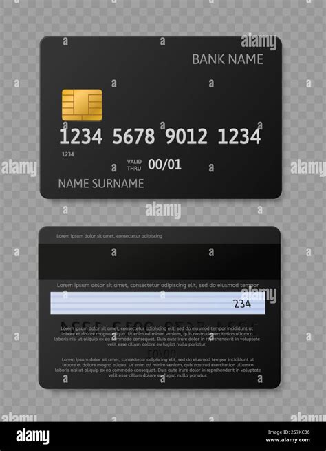 Black Credit Card Realistic Credit Debit Cards With Chip Front And