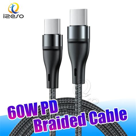 ₩1365에서 빠른 충전 유형 C 케이블 나일론 브레이드 Usb C C Pd 60w 케이블 Samsung S23 지원 Oem