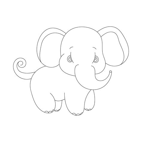 색칠 페이지가 있는 코끼리 한 줄 그리기 프리미엄 벡터