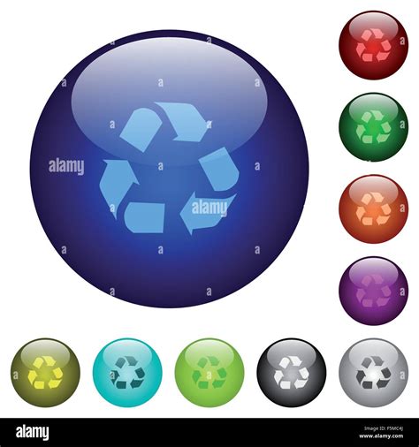 Set Of Color Recycle Glass Web Buttons Arranged Layer Structure Stock