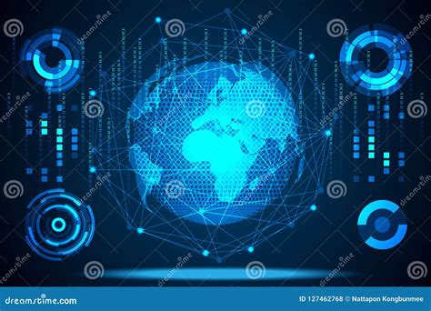 Abstract Technology Concept Global Network Connection Futuristic Stock Vector Illustration Of