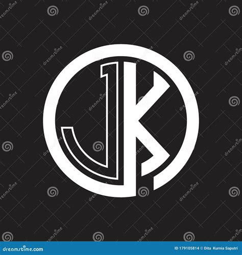 Jk Logo With Circle Rounded Negative Space Design Template Stock Vector